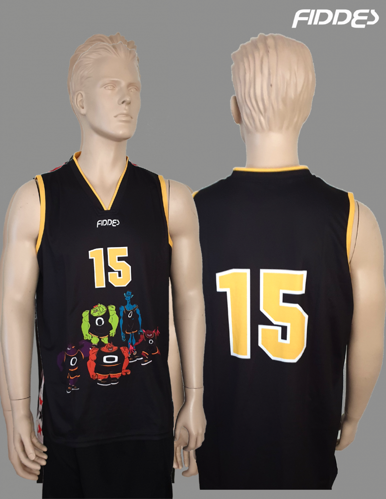 "Monstars", Basketball Singlet, Game Singlet, Black - Fiddes Direct