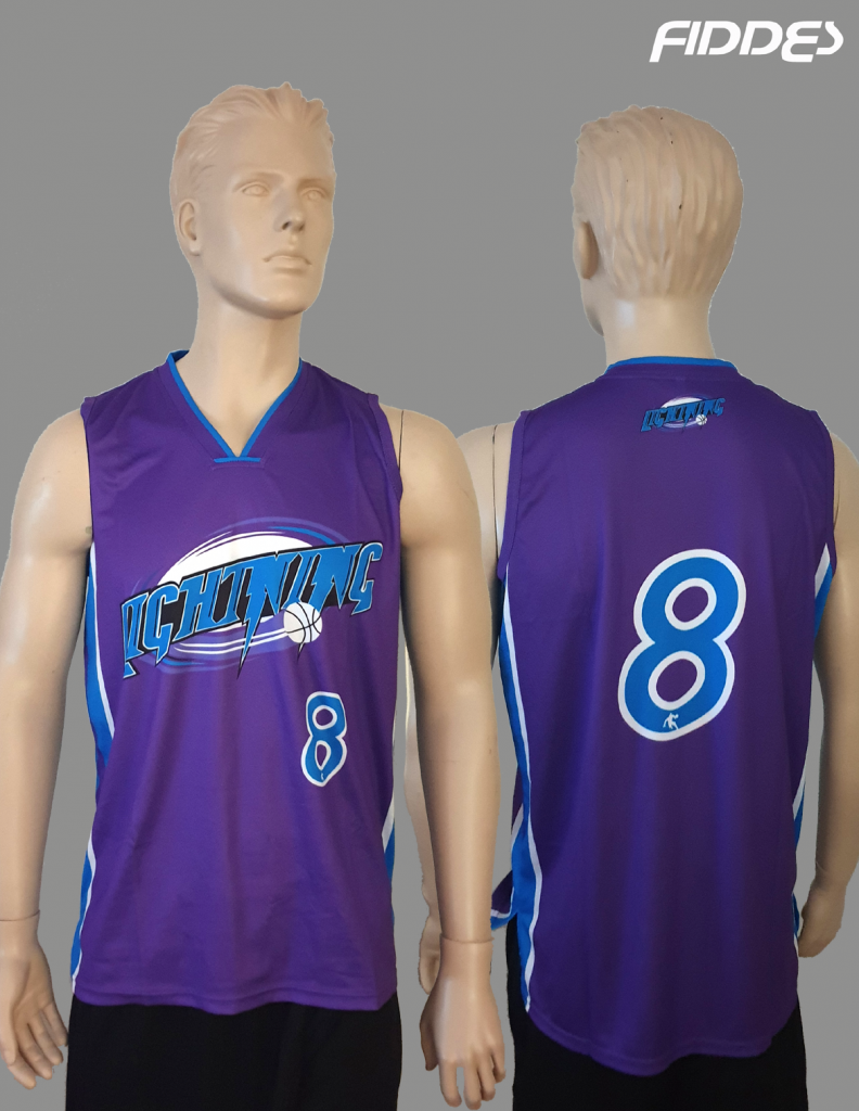 "Lightning", Basketball Singlet, Game Singlet, Purple - Fiddes Direct